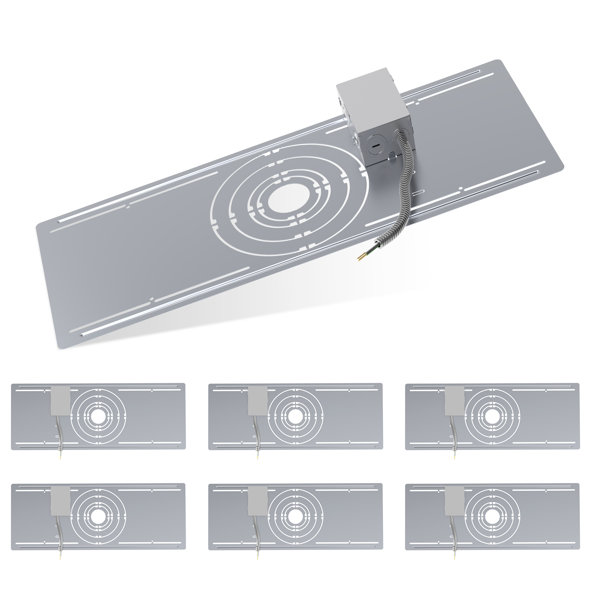 MW LIGHTING 6 Pack New Construction Mounting Plate with Symmetric Round Hole - 2-3-4-6-8" Flat ...